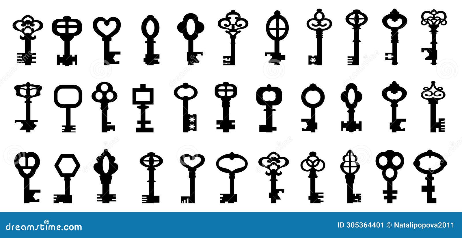 Big Set of Isolated Graphical Retro Keys. Vector Illustration Stock ...