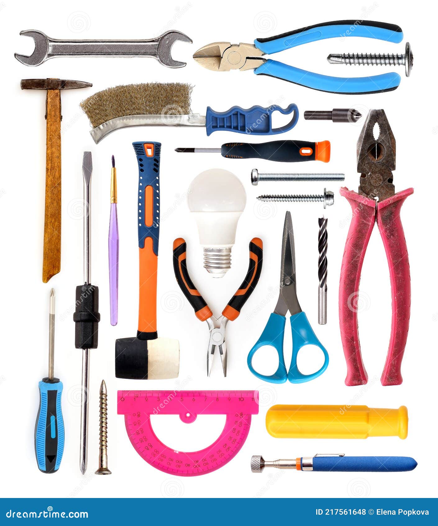 Big Set of Isolated Hand Tools for Repair and Installation Isolated on ...