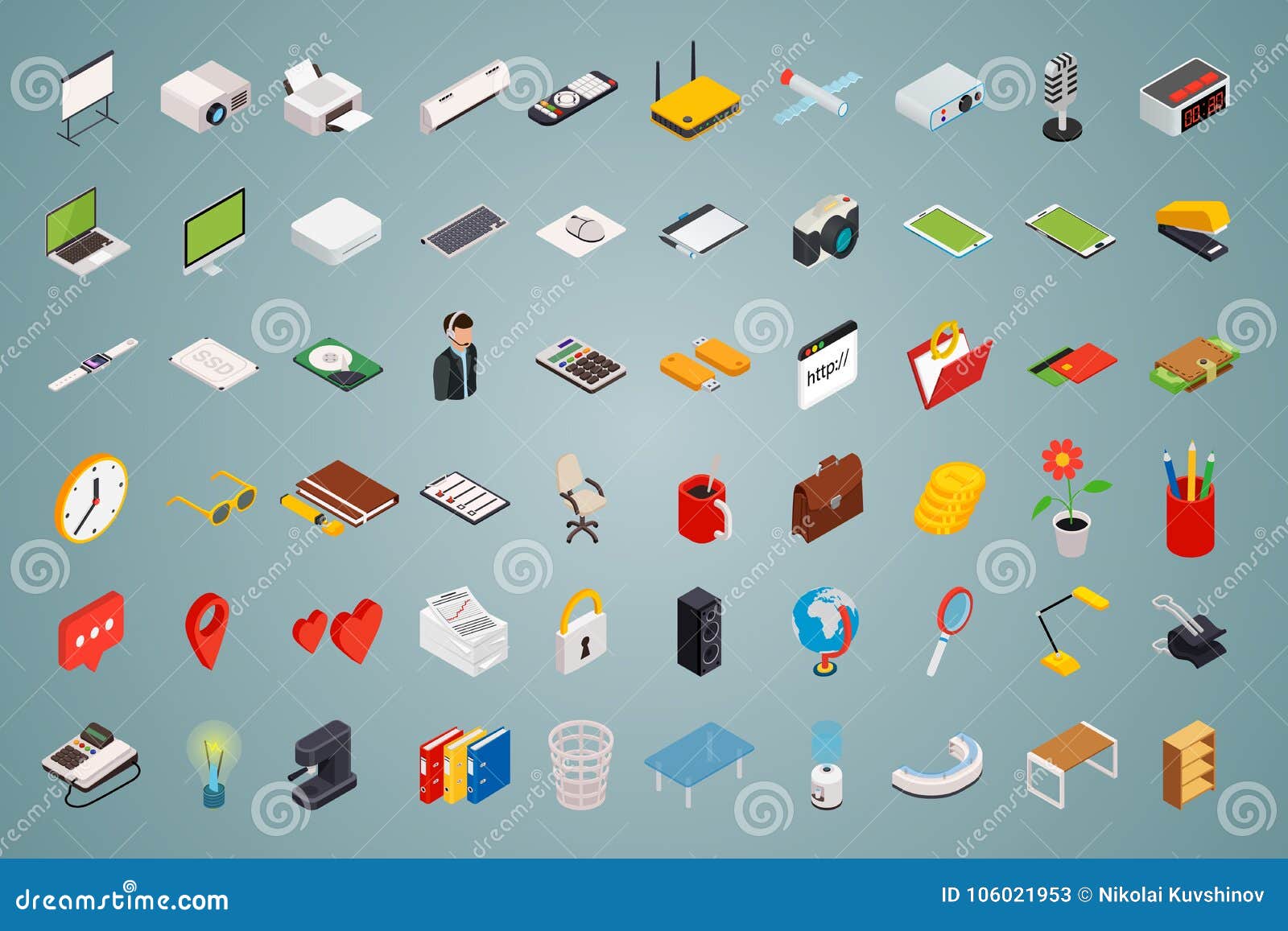 Isometric Icons Computer Technology. Stock Vector - Illustration of ...