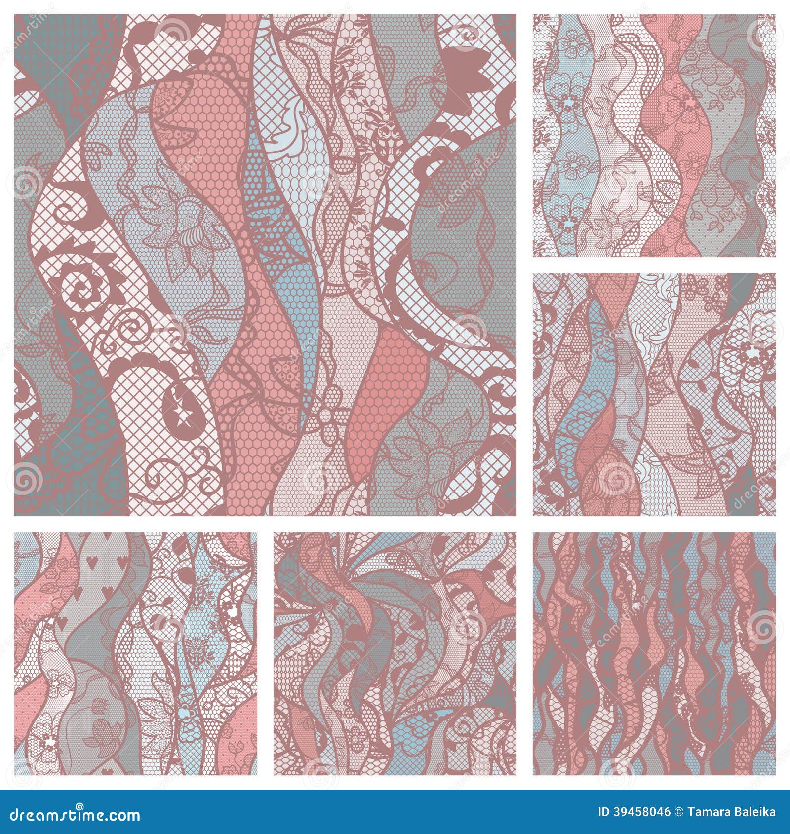 Big Set of Lace Vector Fabric Seamless Patterns. Stock Vector ...