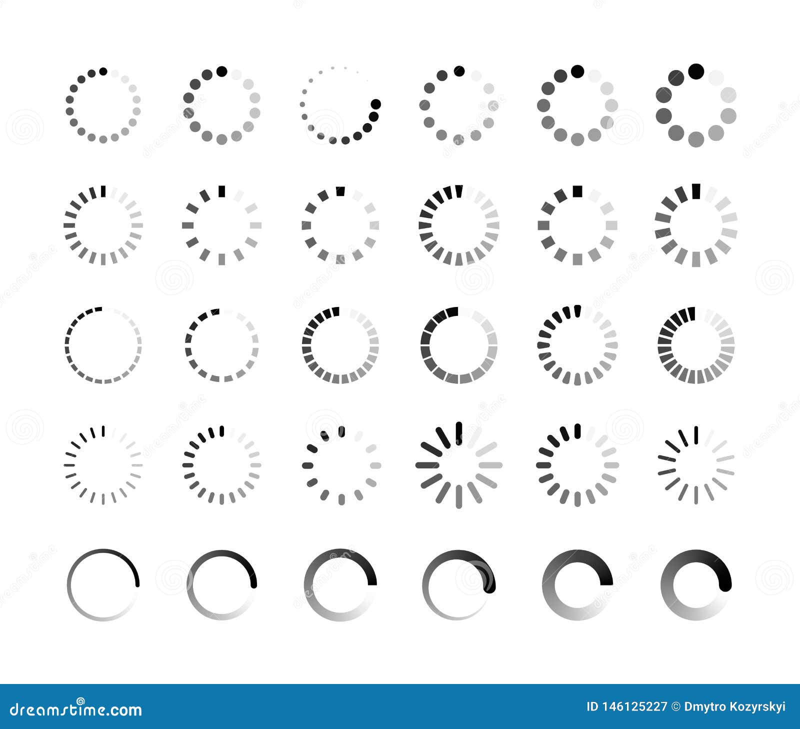 Big Set Loading Icon. Loading. Load. Progress Bar for Upload Download ...