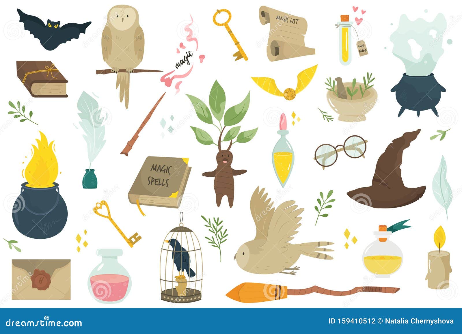 Big Set of Magical Icons and Items. Vector Image Stock Vector ...