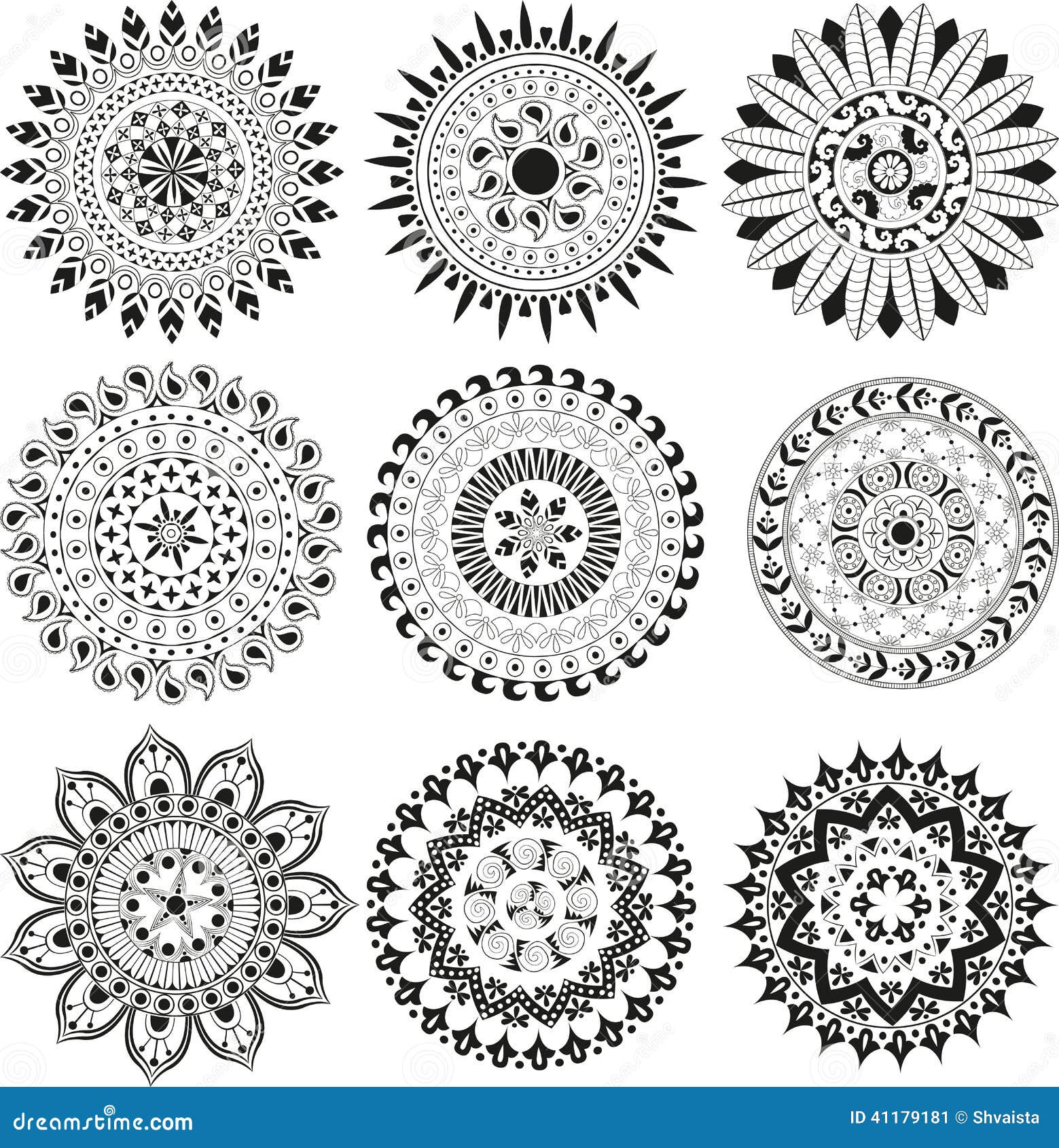 Big Set Of Mandala Cartoon Vector | CartoonDealer.com #41179181