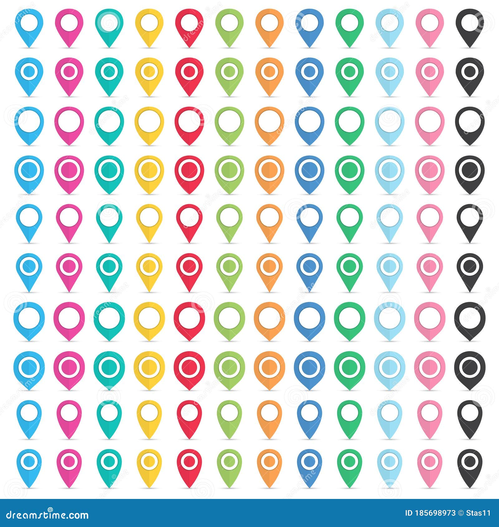 Big Set of Map Pointers in a Flat Design. Map Pins Icons Set Stock ...