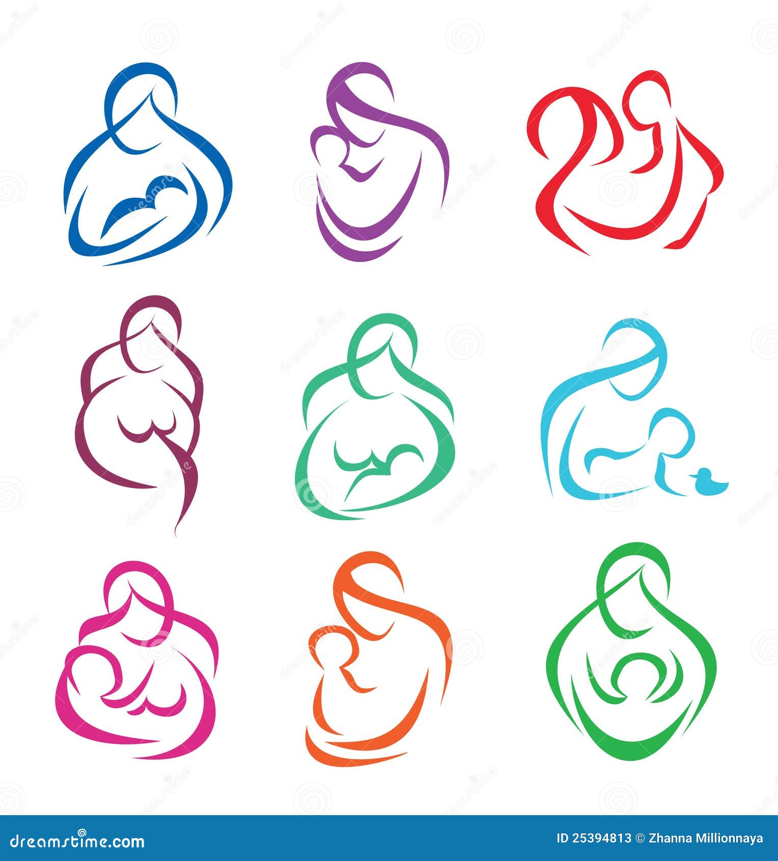 Big Set Of Mother And Baby Symbols Cartoon Vector | CartoonDealer.com ...
