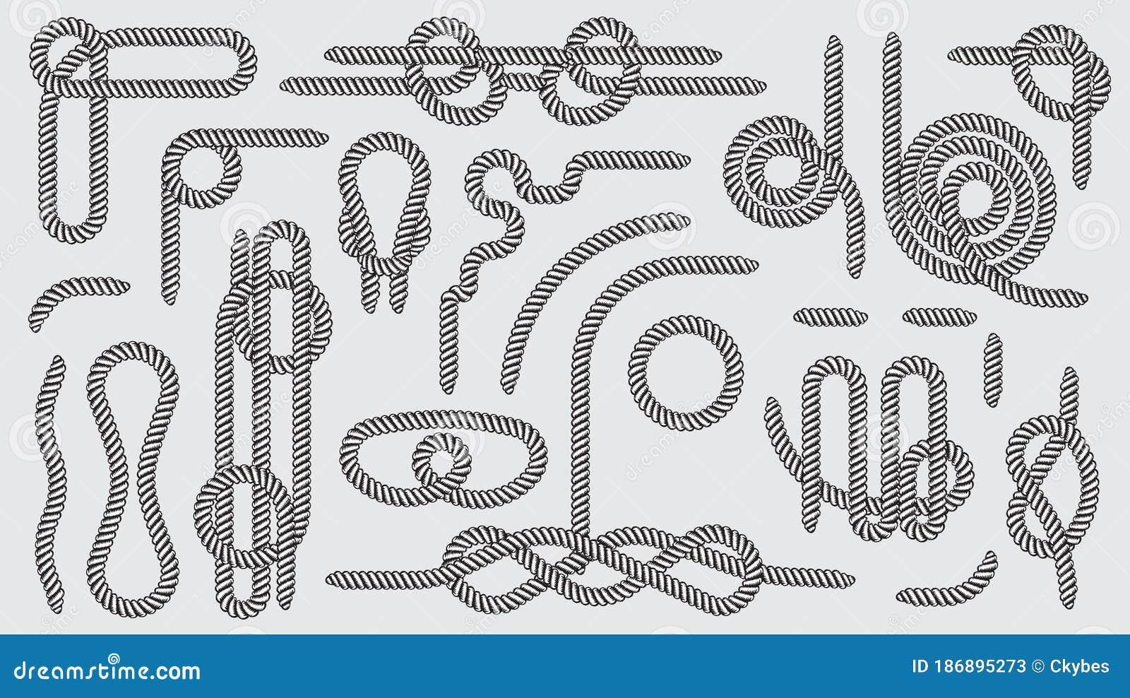 Big Set of Nautical Rope Knots Vector Stock Illustration - Illustration ...