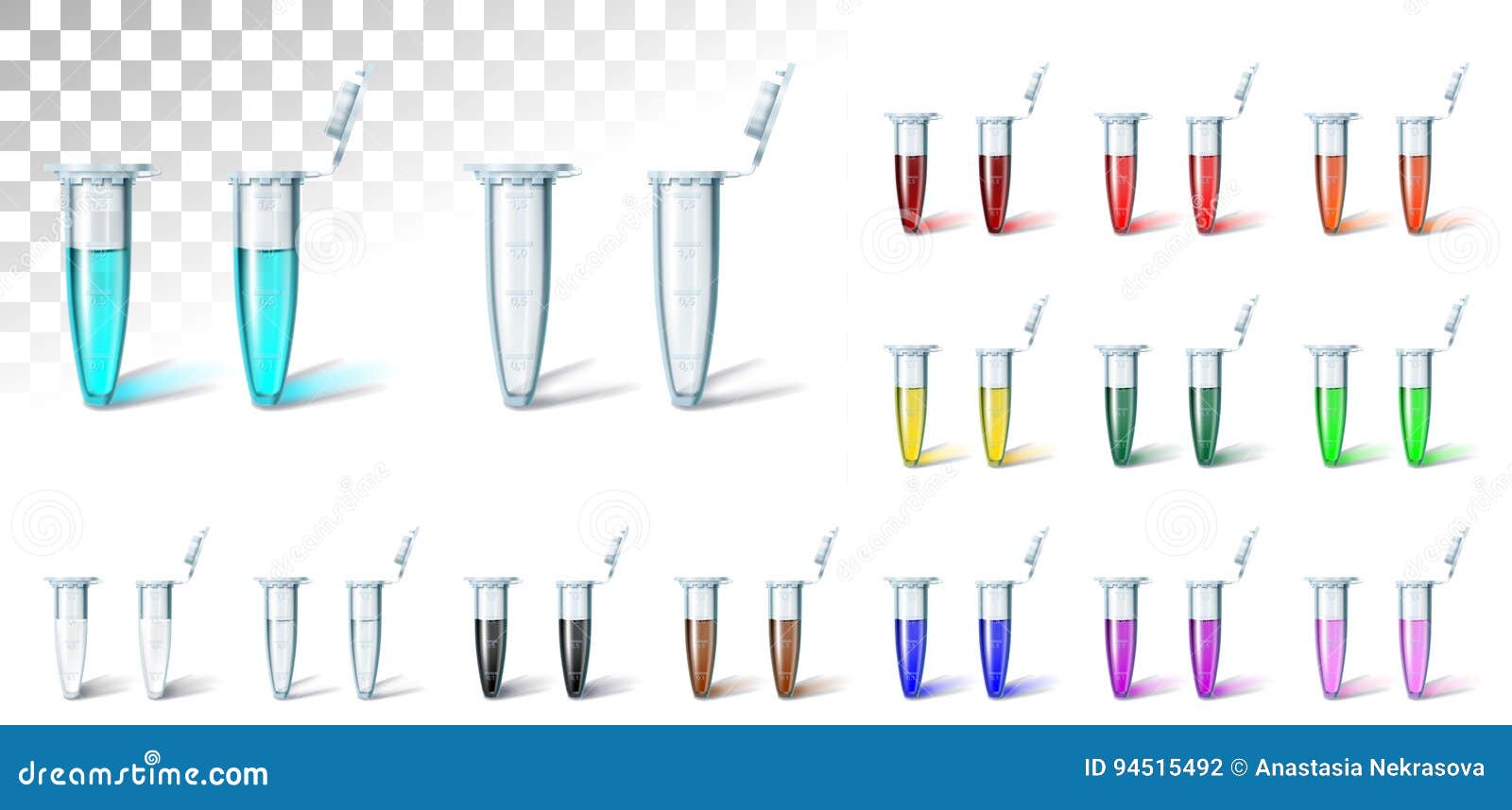 Set Test Tube Multi Color on Transparent Stock Illustration ...