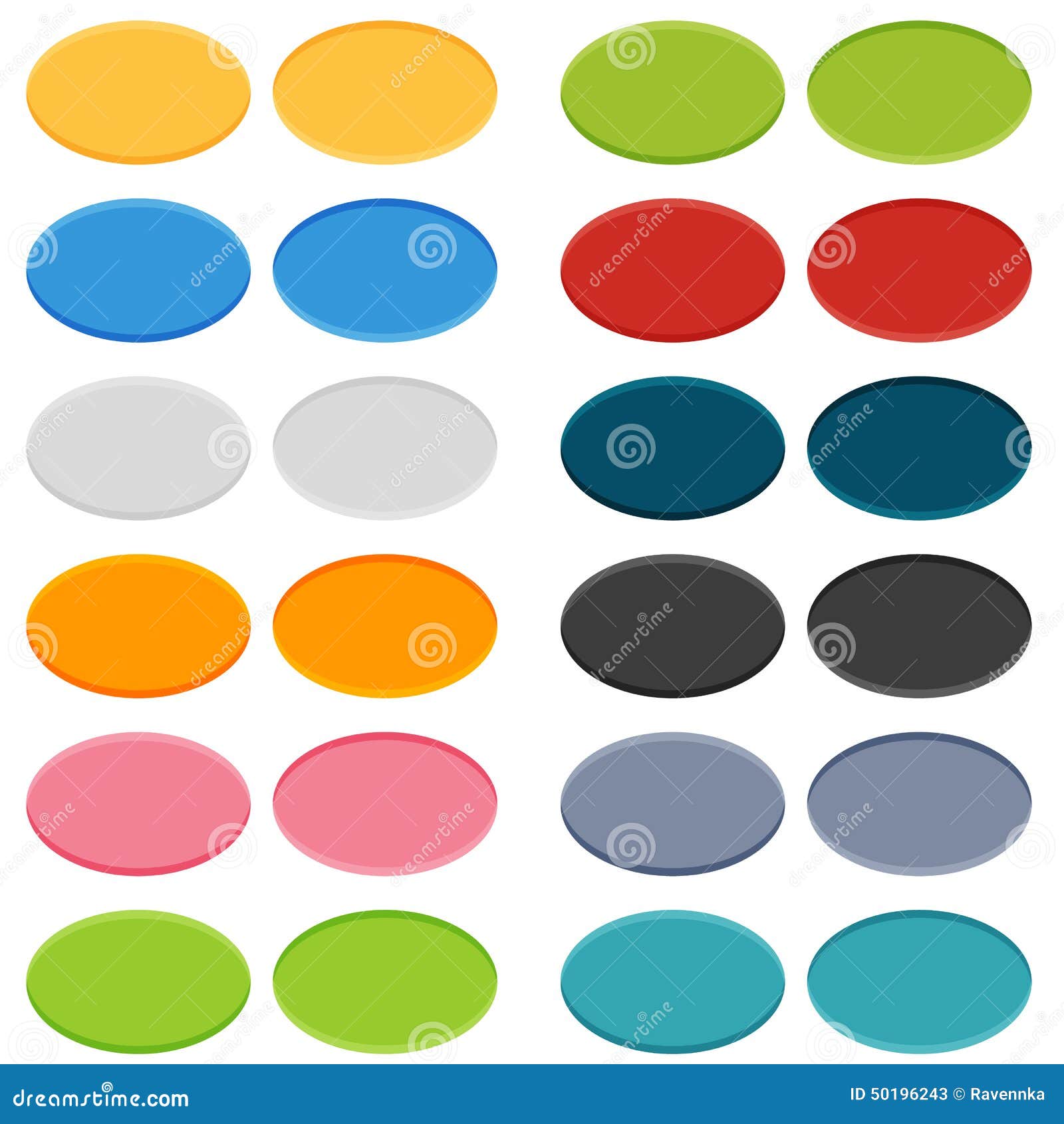 Big Set of 16 Oval Buttons in 2 Positions Stock Vector - Illustration ...