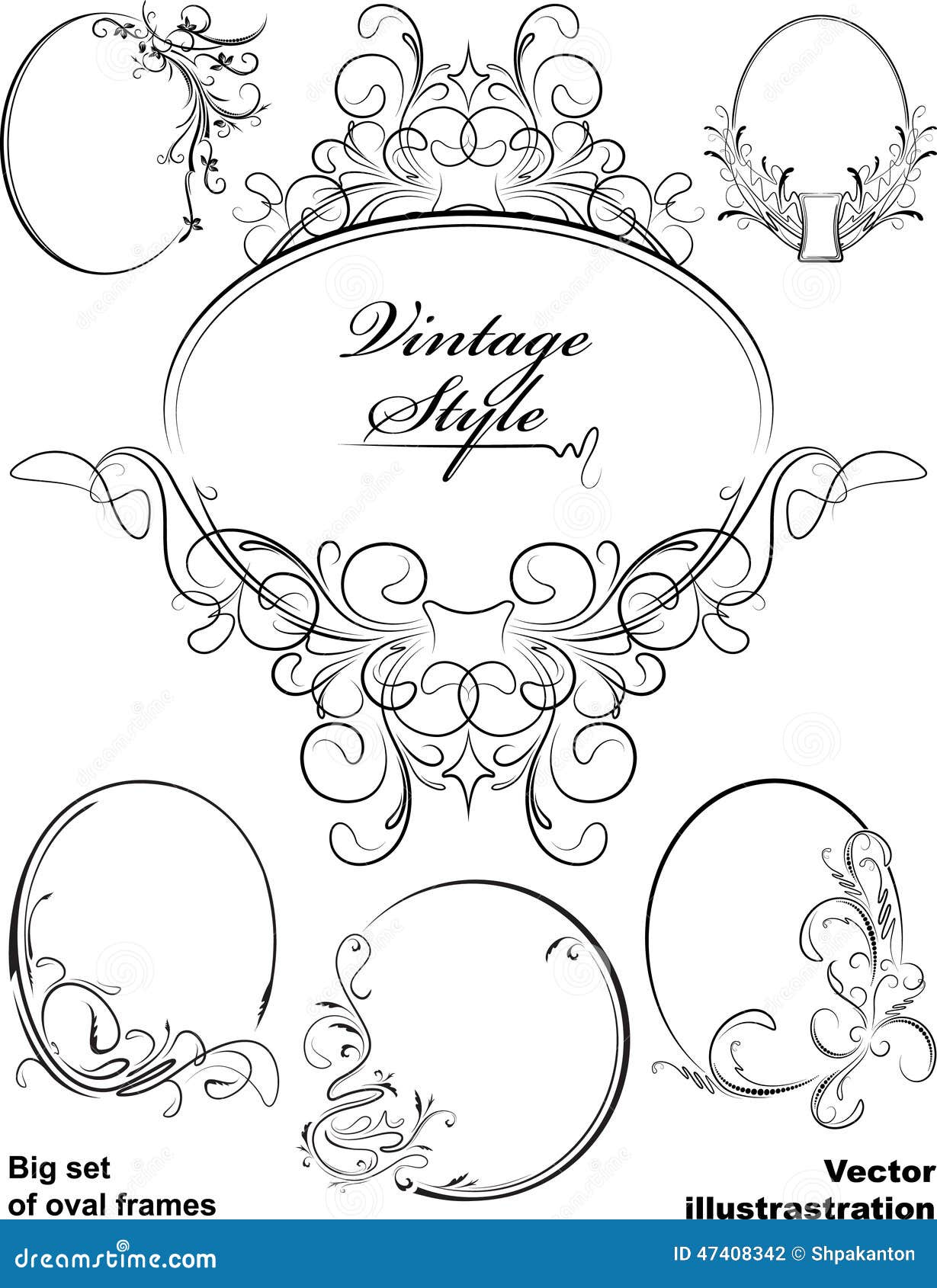 Oval Frames - Borders In Five Colors. Colorful Design Elements. Vector ...
