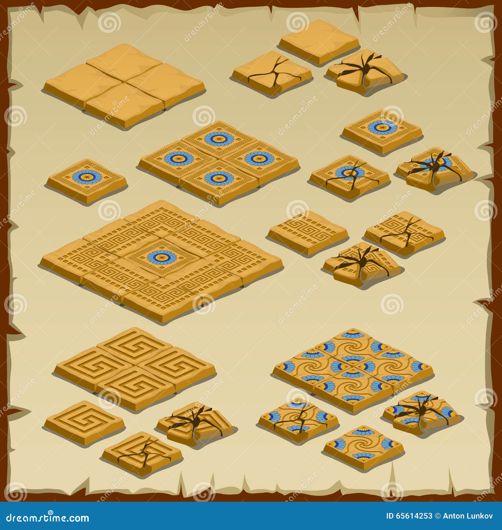 Big Set of Paving Tiles, Egyptian Theme Stock Vector - Illustration of ...