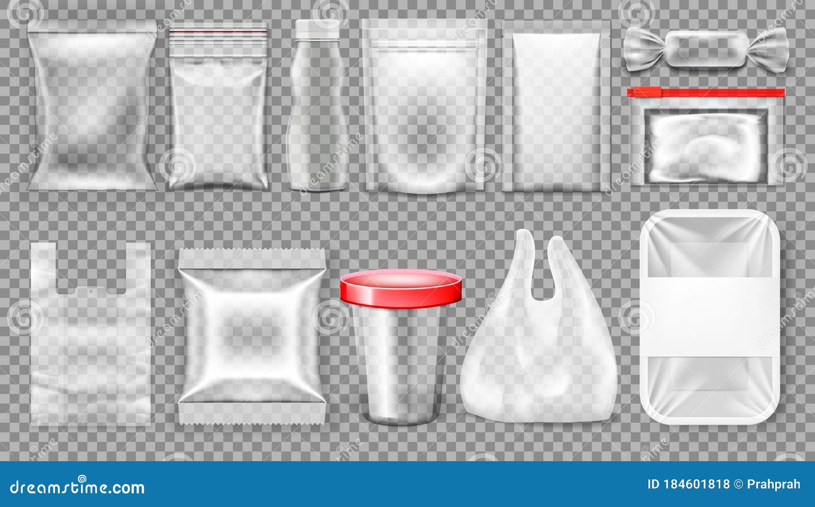 Big Set of Plastic Transparent Food Pack Stock Vector - Illustration of ...
