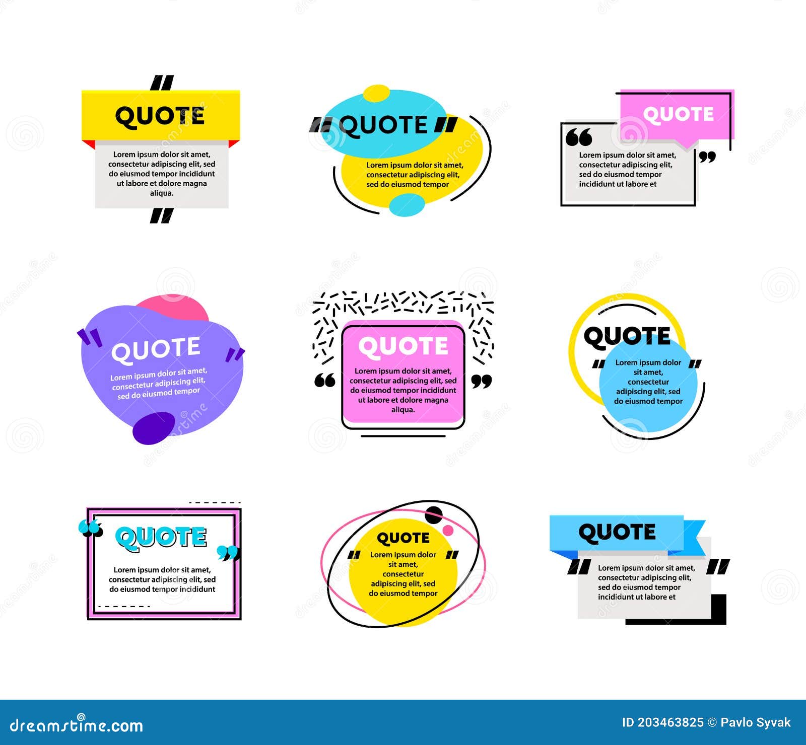 Big Set of Quote Box Frames for Texting and Messages. Colored Blank ...
