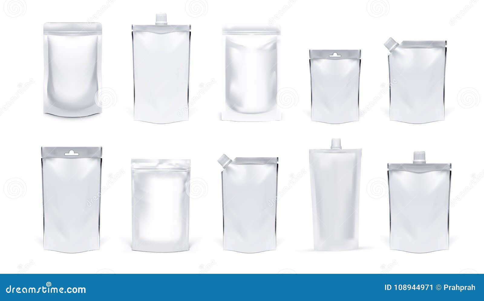 Realistic Various Clear Doy Pack Set Stock Vector - Illustration of ...