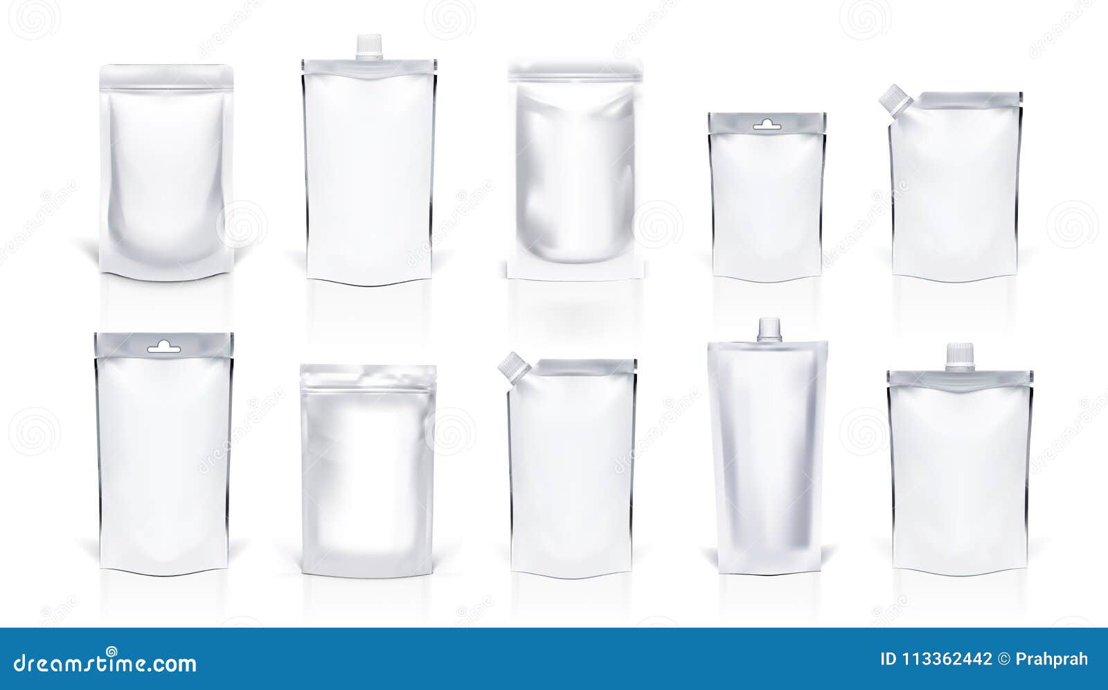 Realistic Various Clear Doy Pack Set Stock Illustration - Illustration ...