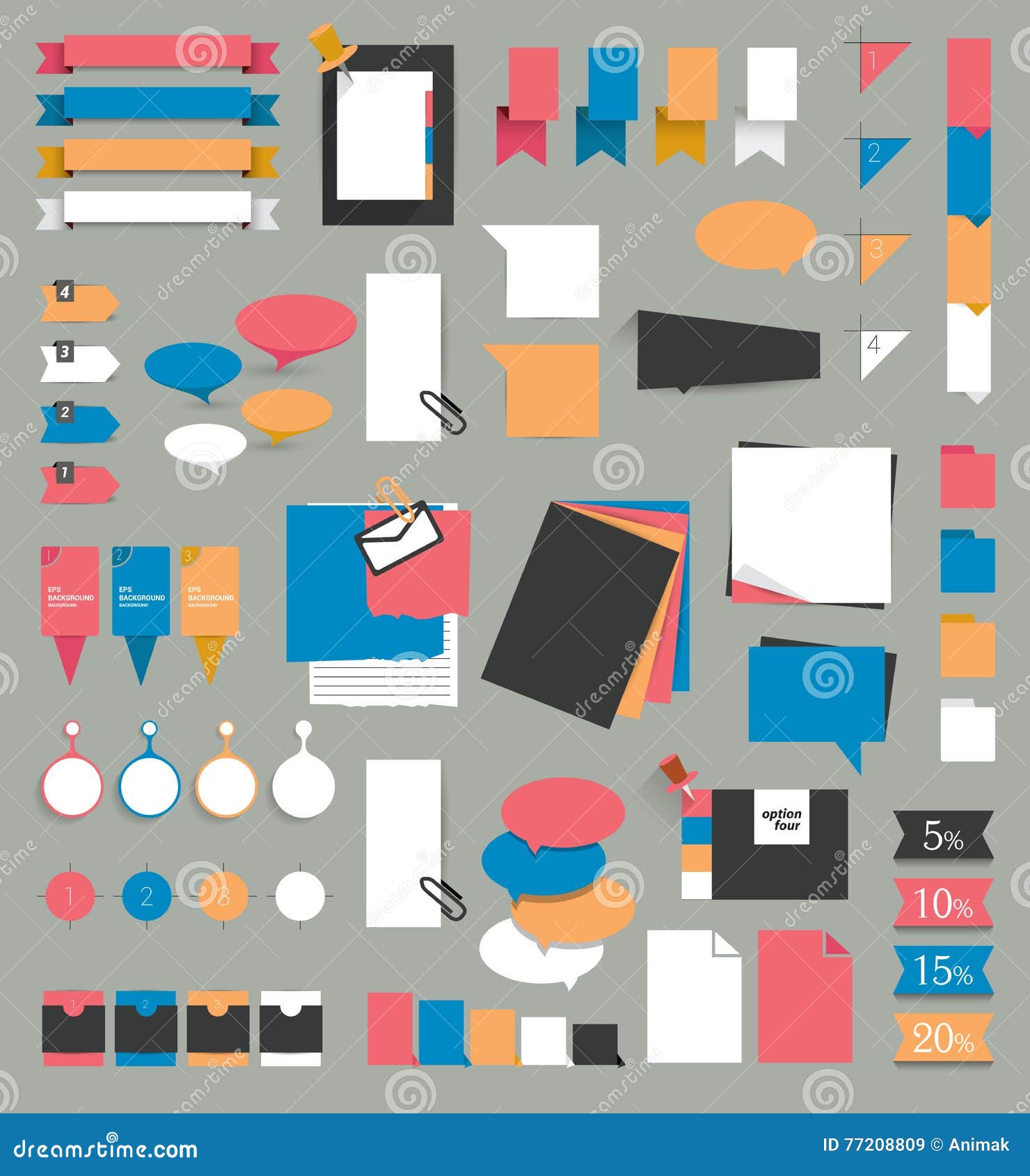 Big Set Of Reminder Stickers. Infographic Set. Cartoon Vector ...