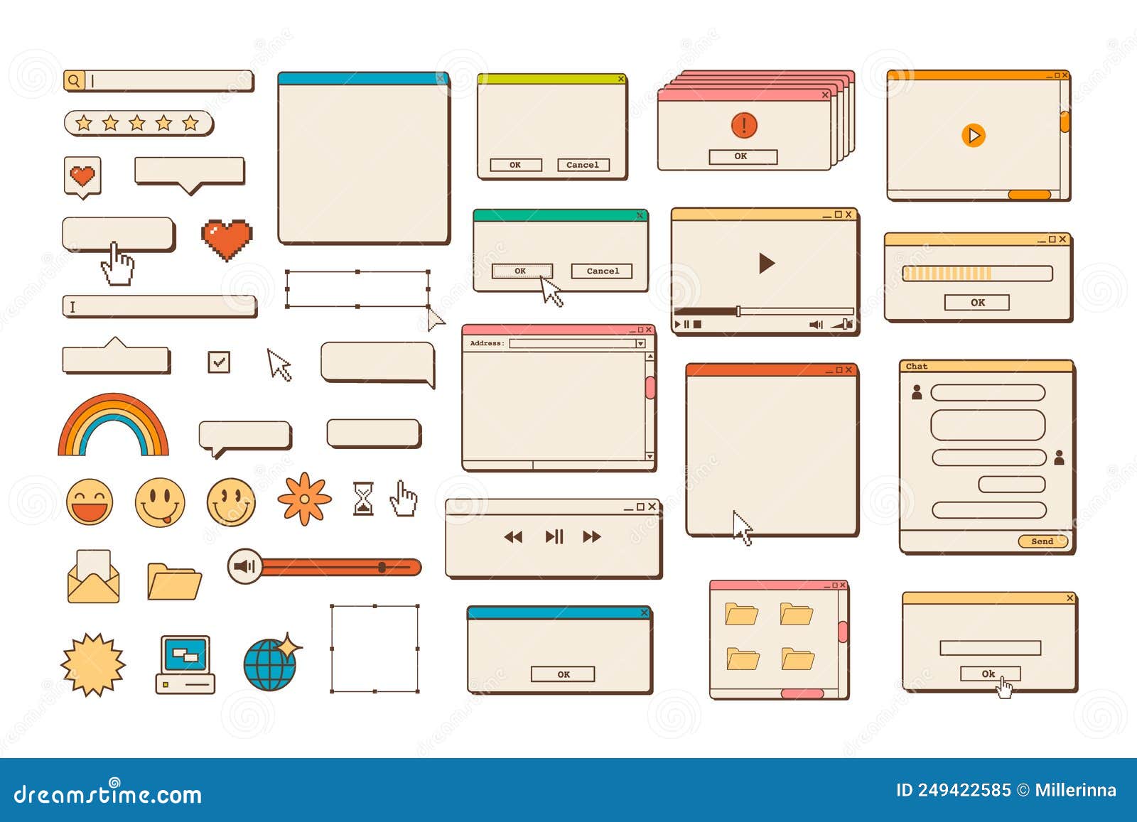 Big Set of Retro Vaporwave Desktop Browser and Dialog Window Templates ...