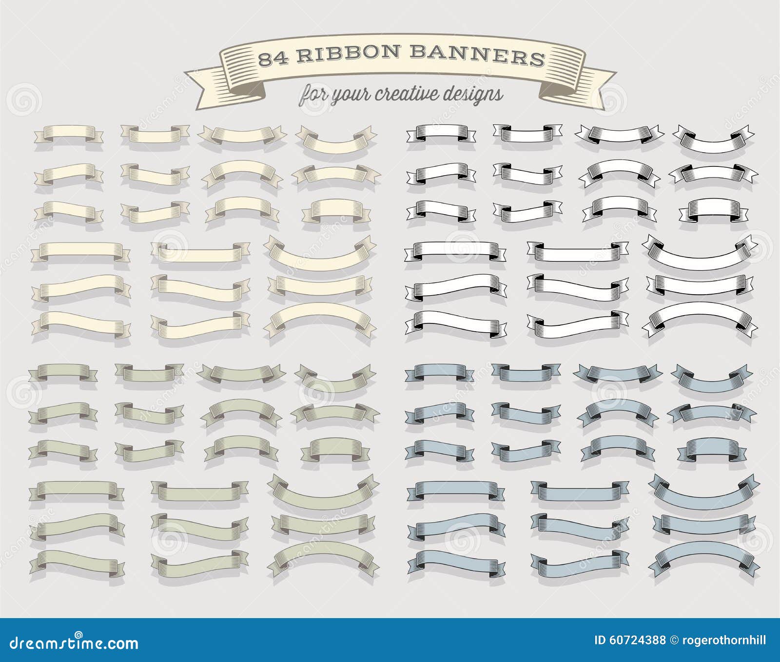 Big Set Of Ribbon Banners For Labels, Logos And Crests Vector ...