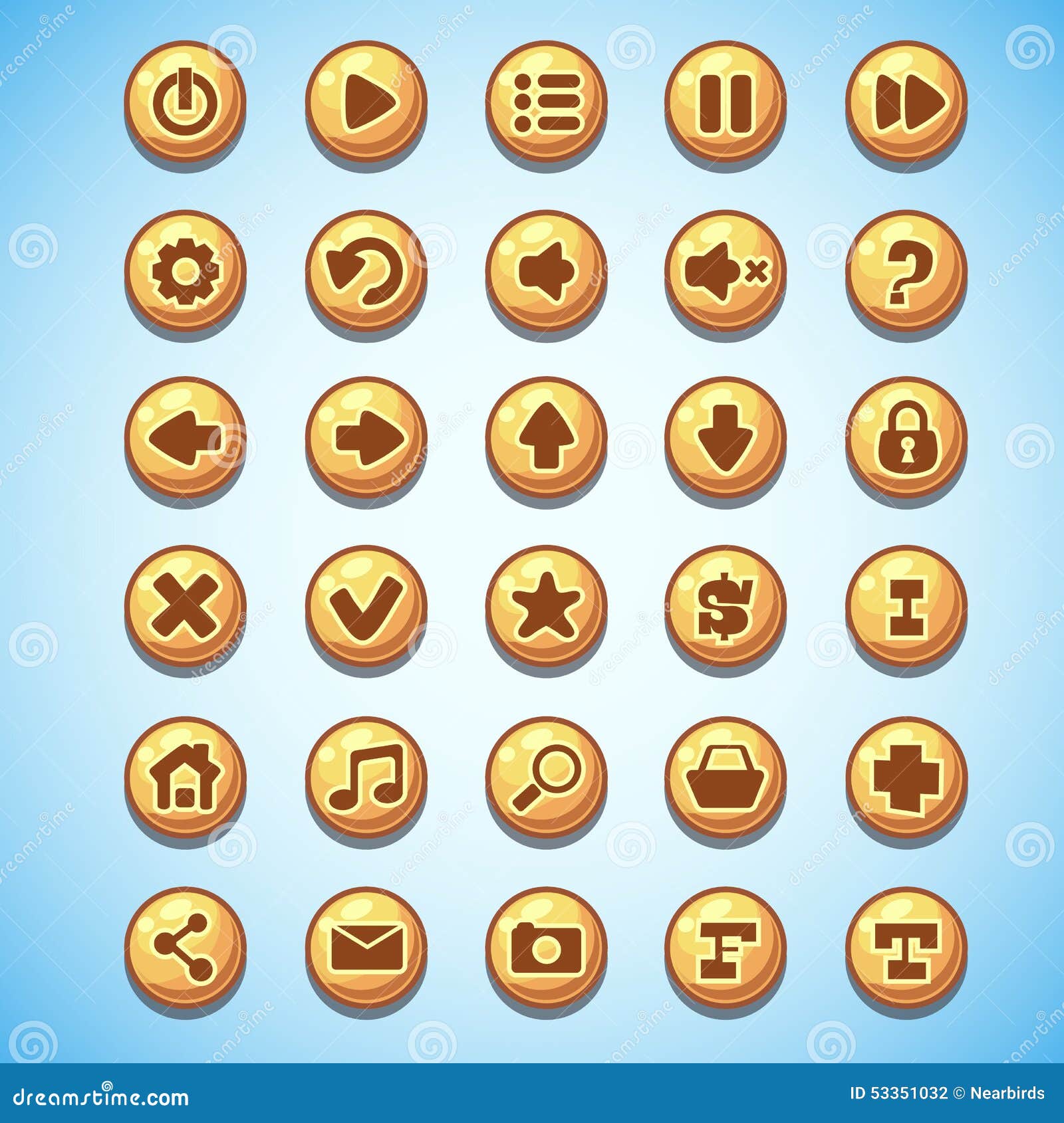 Big Set of Round Buttons Cartoon Computer Game Wild West Stock Vector ...