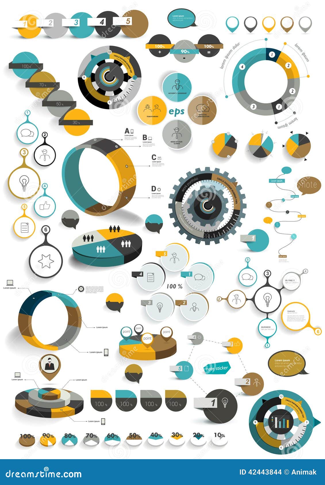 Round Infographic Chart. Infographic Design Template With 3, 4 And 5 ...