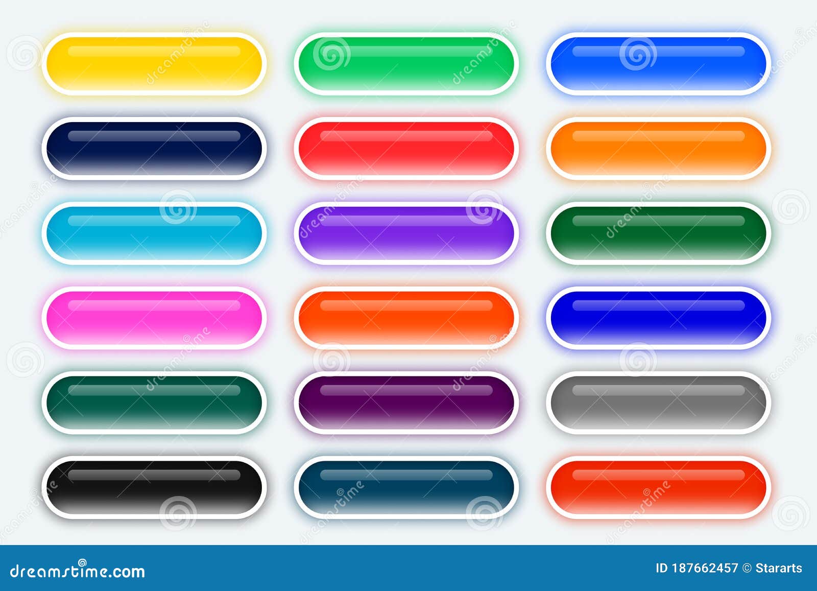 Big Set of Rounded Web Wide Buttons Stock Vector - Illustration of ...