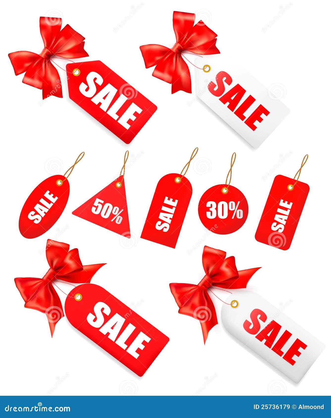Big Set Sales Tags Red Gift Bow Ribbon Stock Illustrations – 3 Big Set ...
