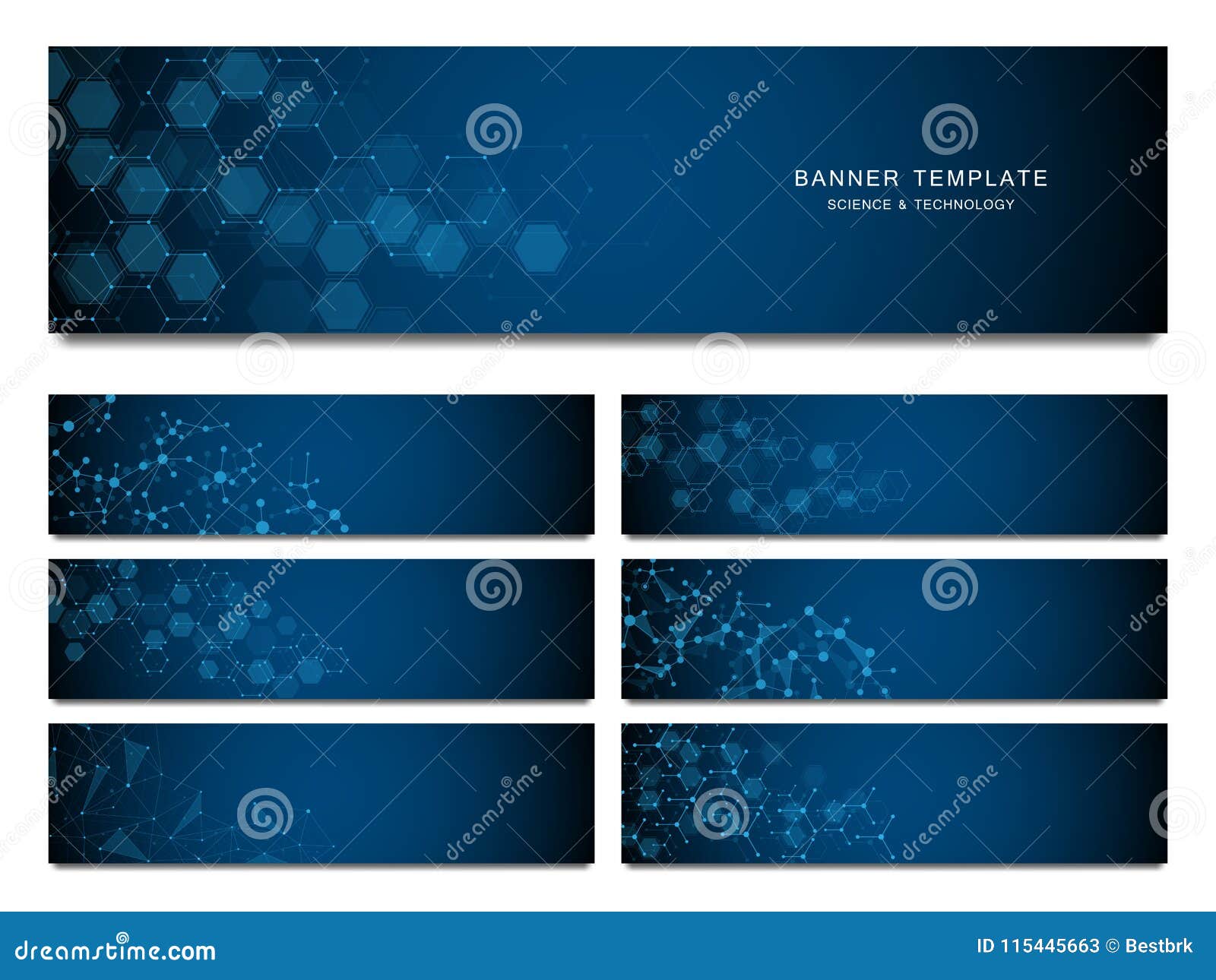 Big Set of Science and Technology Banners. Molecular and Chemical ...