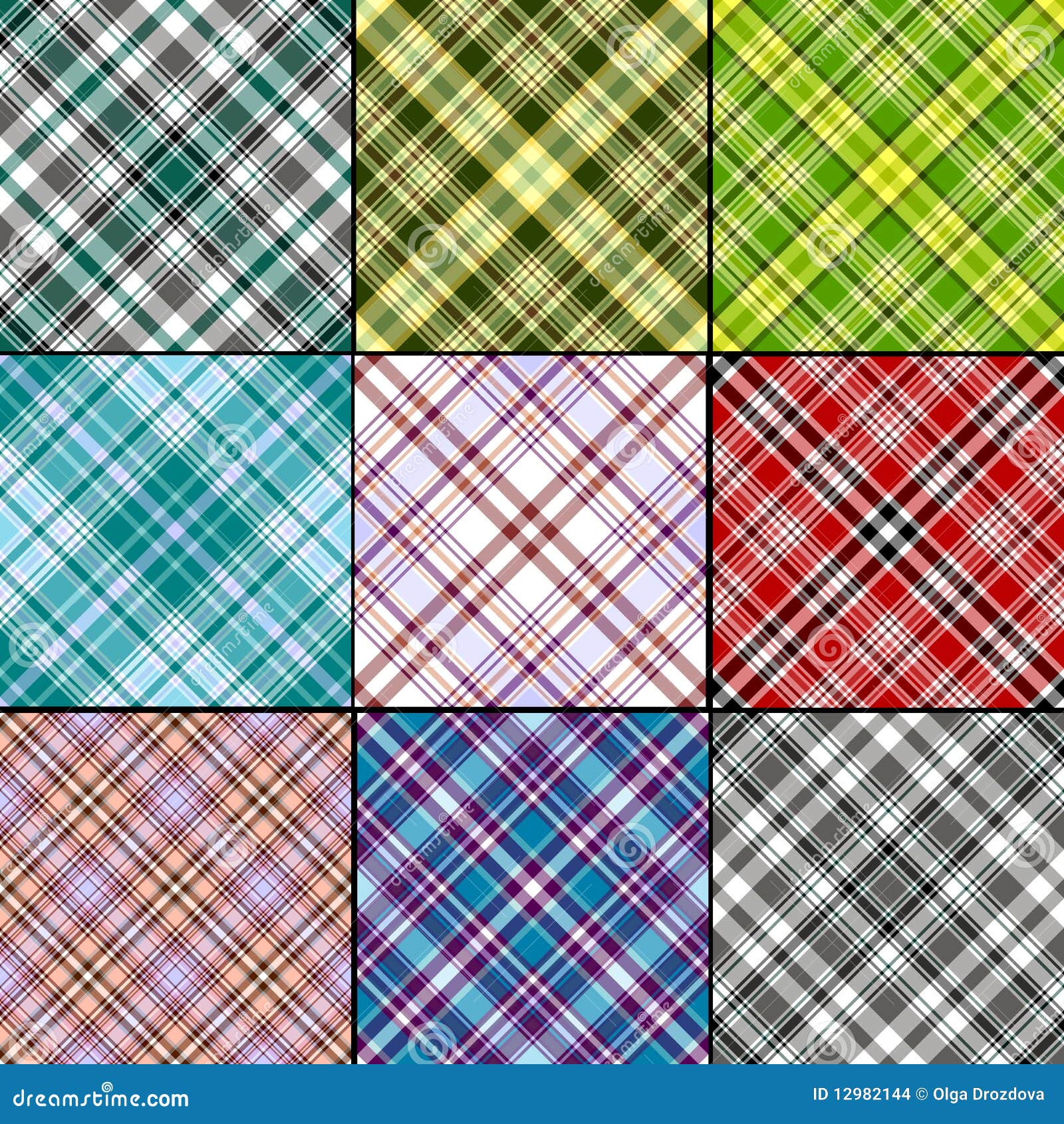 Big Set Scottish Seamless Patterns Stock Vector - Illustration of blue ...