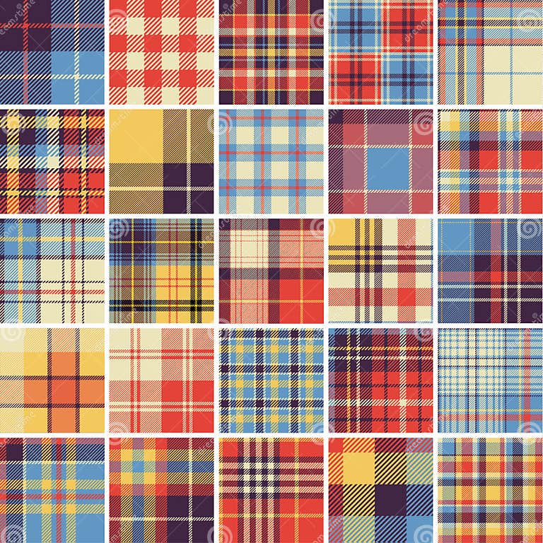 Big Set of Seamless Tartan Patterns Stock Vector - Illustration of ...