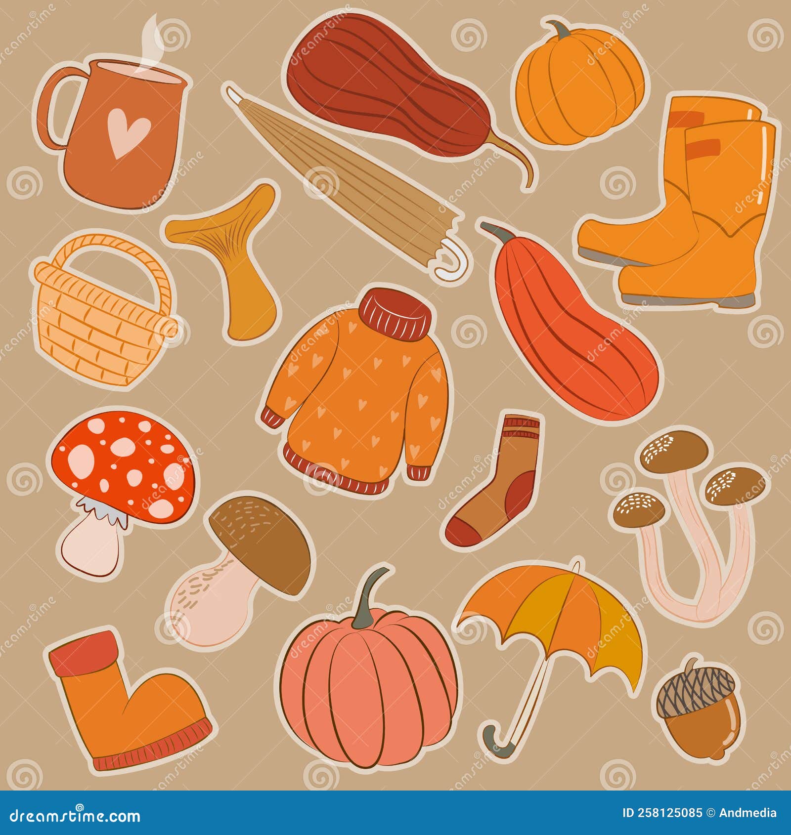 Big Set Season Autumn Objects for Modern Design. Stock Vector ...