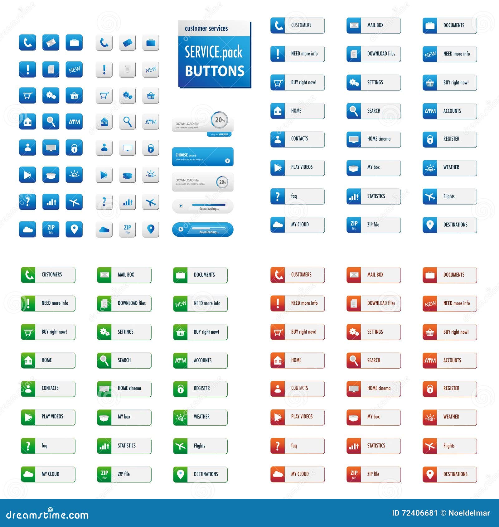 Big set of service button stock vector. Illustration of menu - 72406681