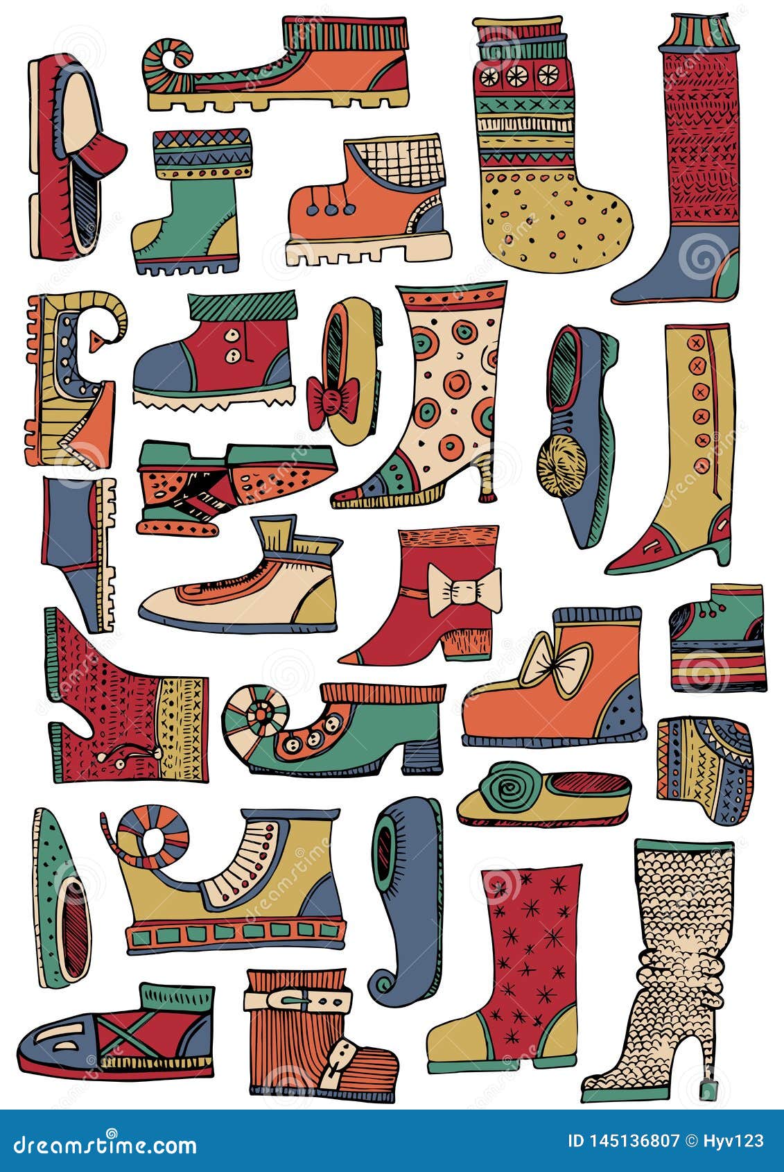 Big set shoes - Vector stock illustration. Illustration of clothing ...