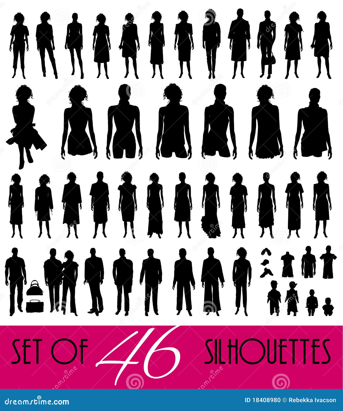 Big set of silhouettes stock vector. Illustration of elements - 18408980