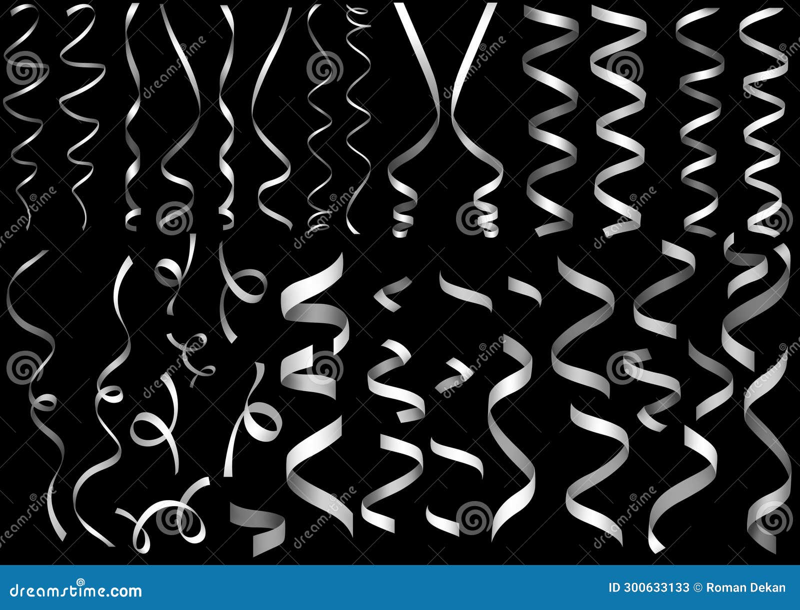 Big Set of Silver Spirally Twisted Confetti Stock Illustration ...