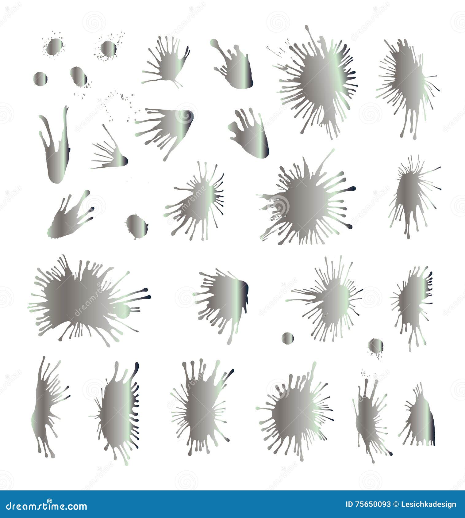 Big set of silver splashes stock illustration. Illustration of ...