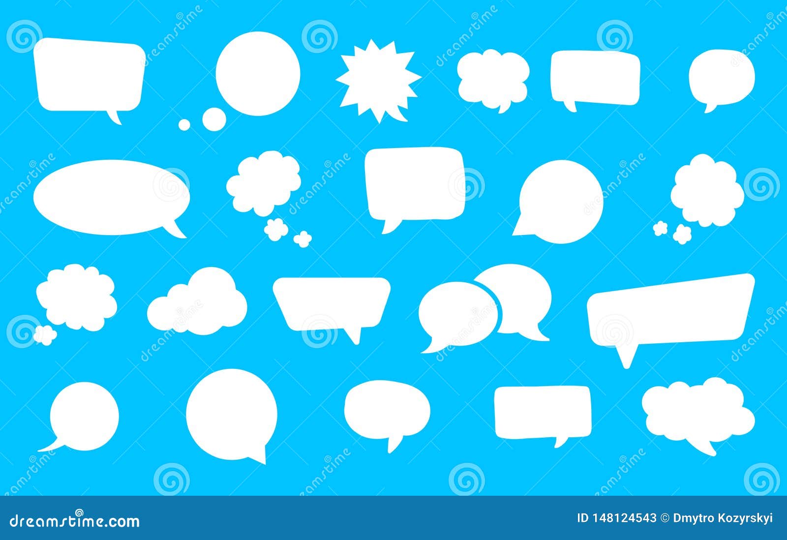 Big Set of Speech Bubbles. Retro Empty Comic Bubbles. Stickers Stock ...