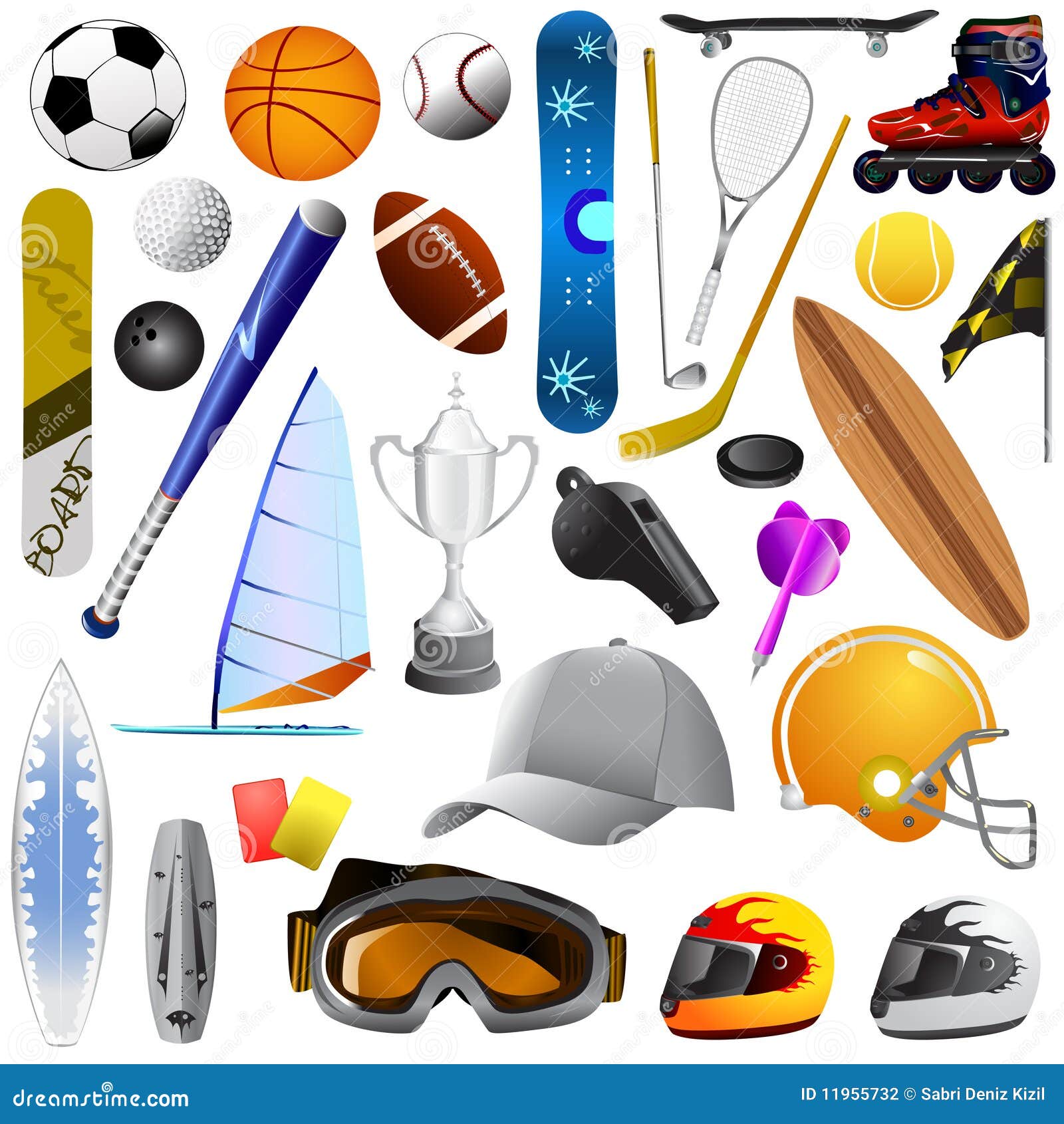 Big set of sport objects stock vector. Illustration of glass - 11955732