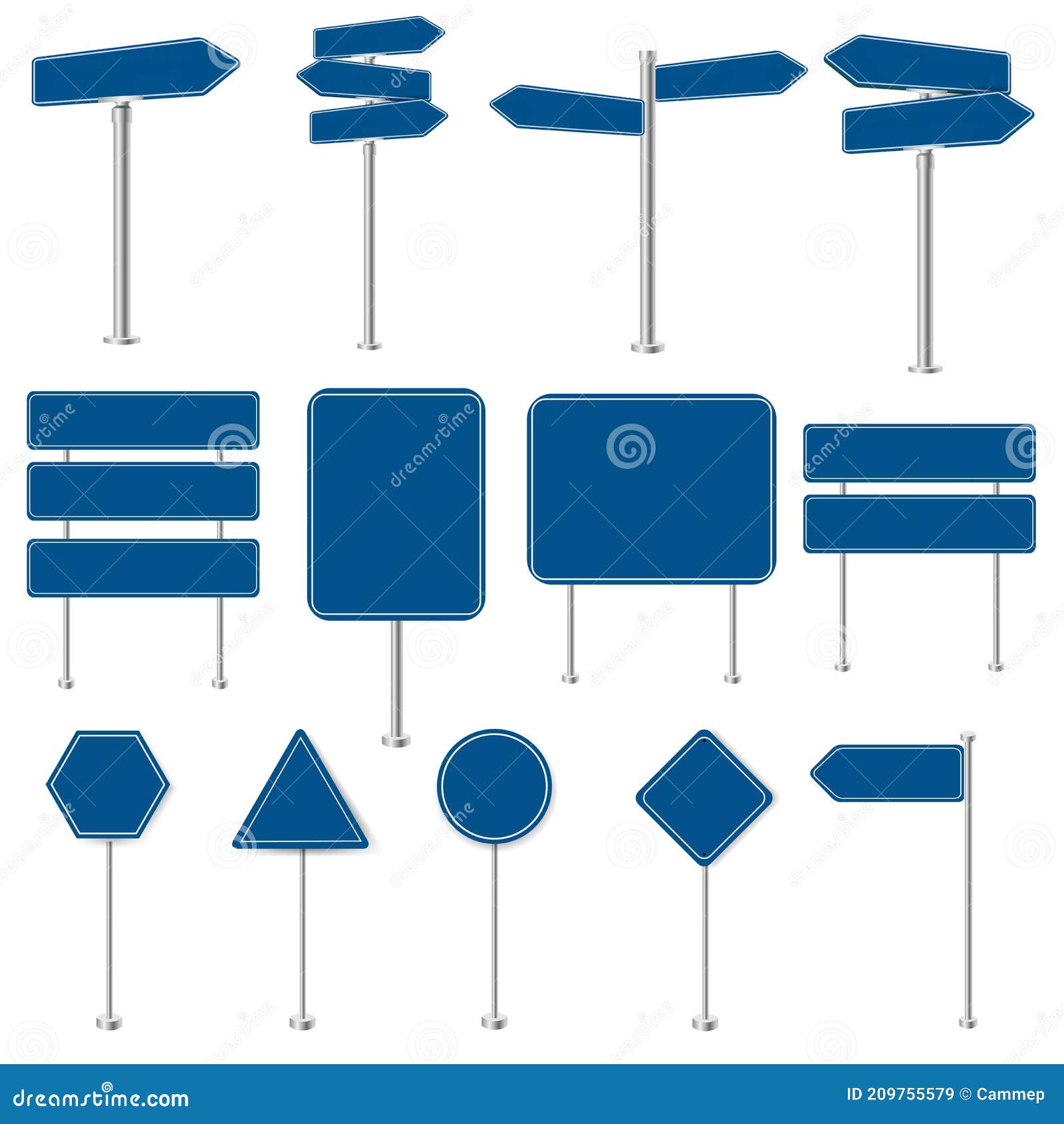 Big Set Stop Signs and Traffic Sign Collection White Background Stock ...