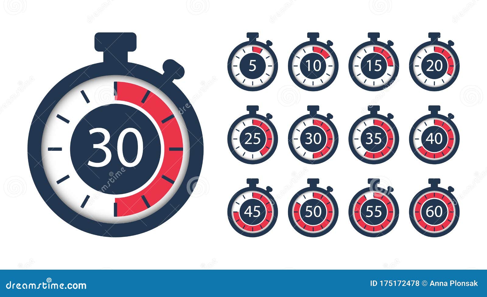 Big Set of Stopwatches. Timer Icons Stock Illustration - Illustration ...