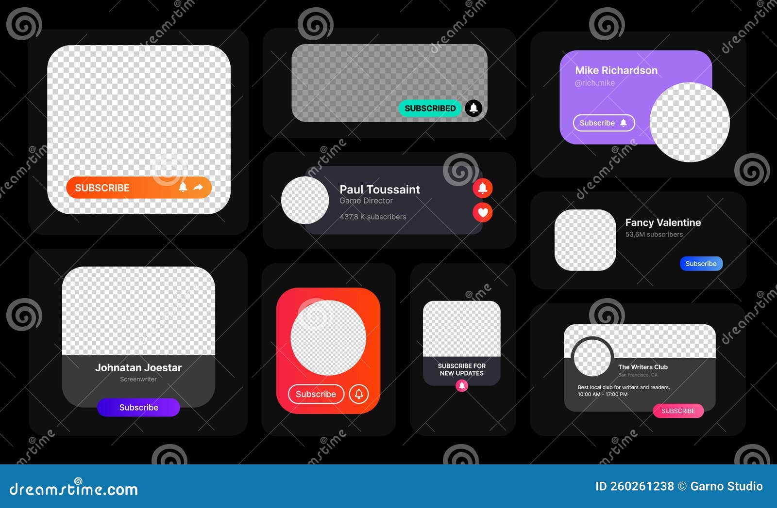Big Set of Subcribe Notification Illustrations. Social Media UI Concept ...
