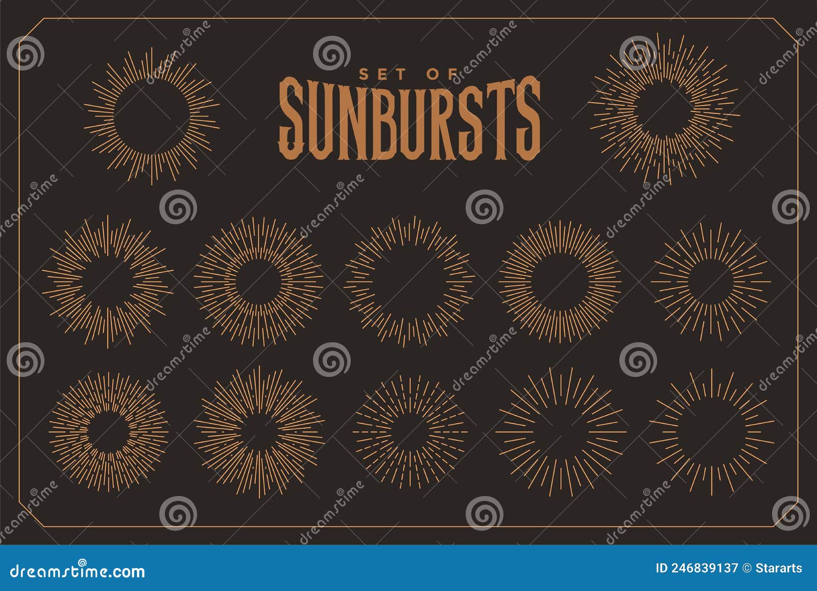 Big Set of Sunburst Rays in Hand Drawn Style Stock Vector ...
