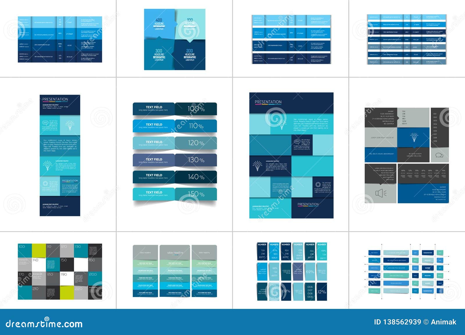 Big Set Of Tables, Schedules, Banners. Step By Step Infographic Cartoon ...