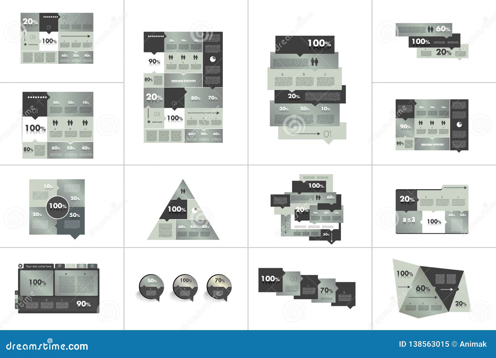 Big Set Of Tables, Schedules, Banners. Step By Step Infographic Cartoon ...