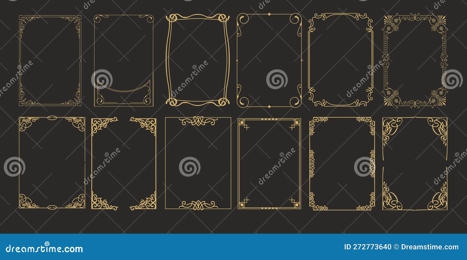 Big Set Template of Decorative Vintage Frames,borders Rectangular Shape. Stock Vector ...