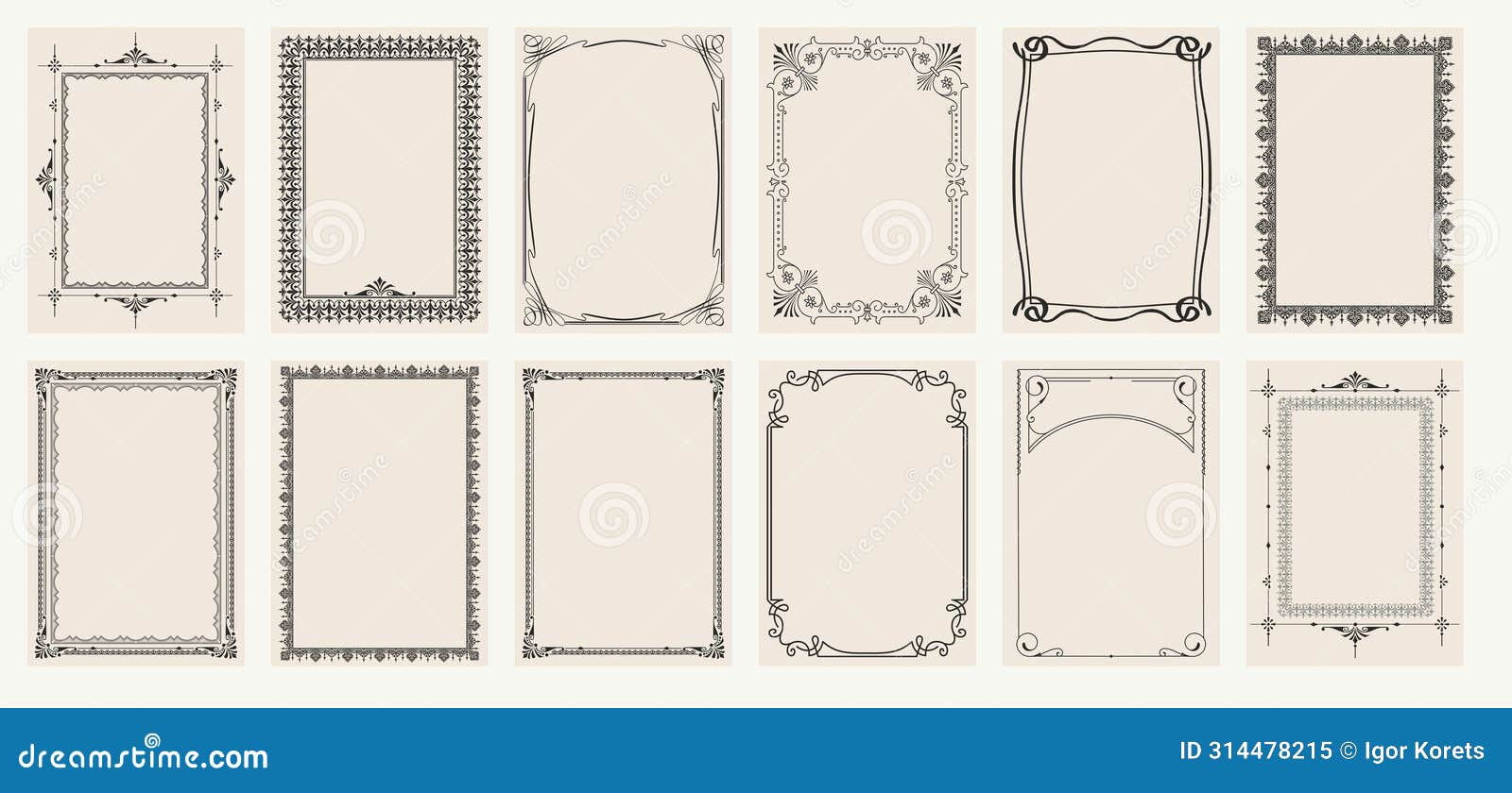 Big Set Template of Decorative Vintage Frames,borders Rectangular Shape ...