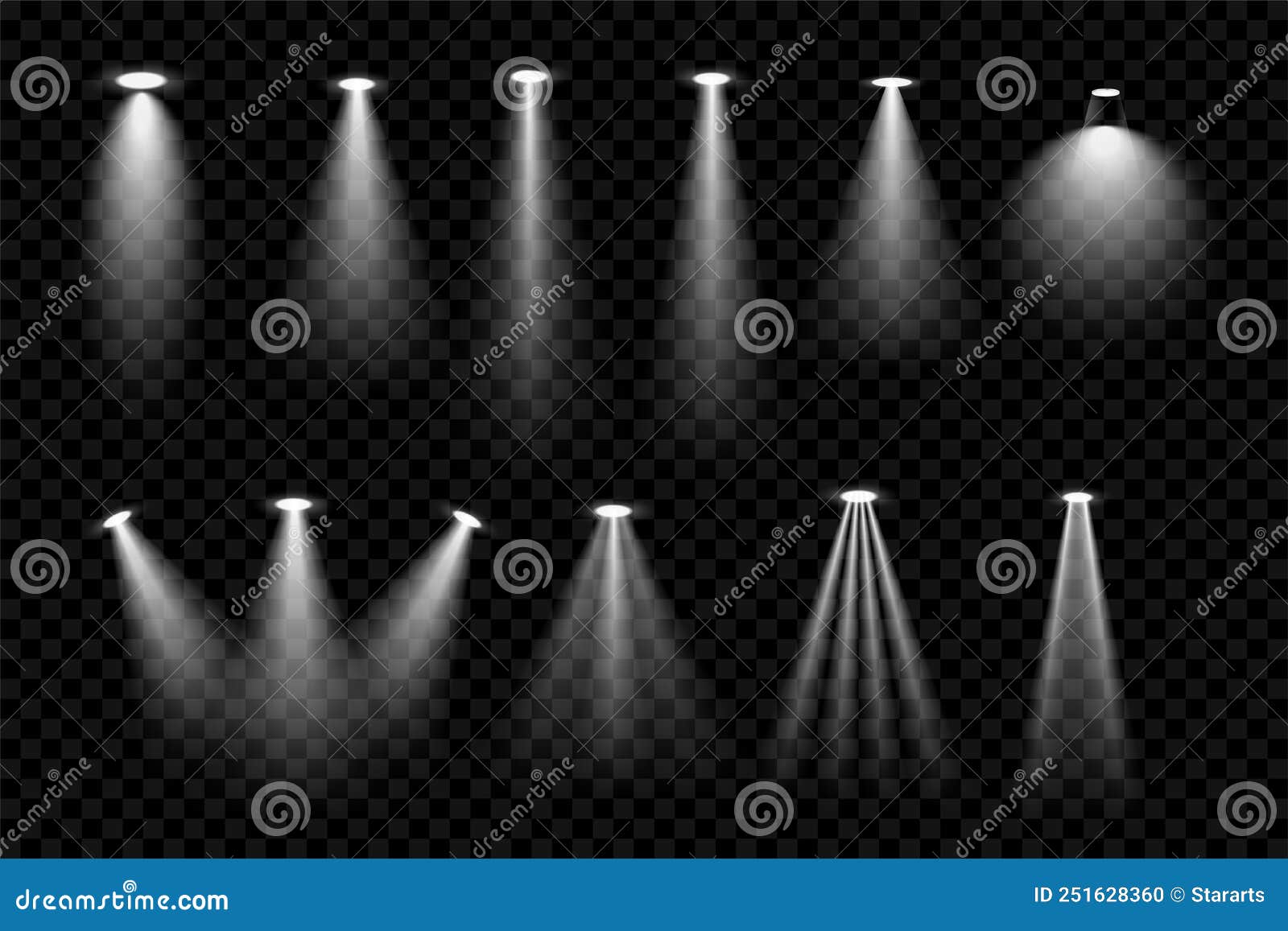 Big Set of Transparent Spot Focus Lights Effect Stock Vector ...