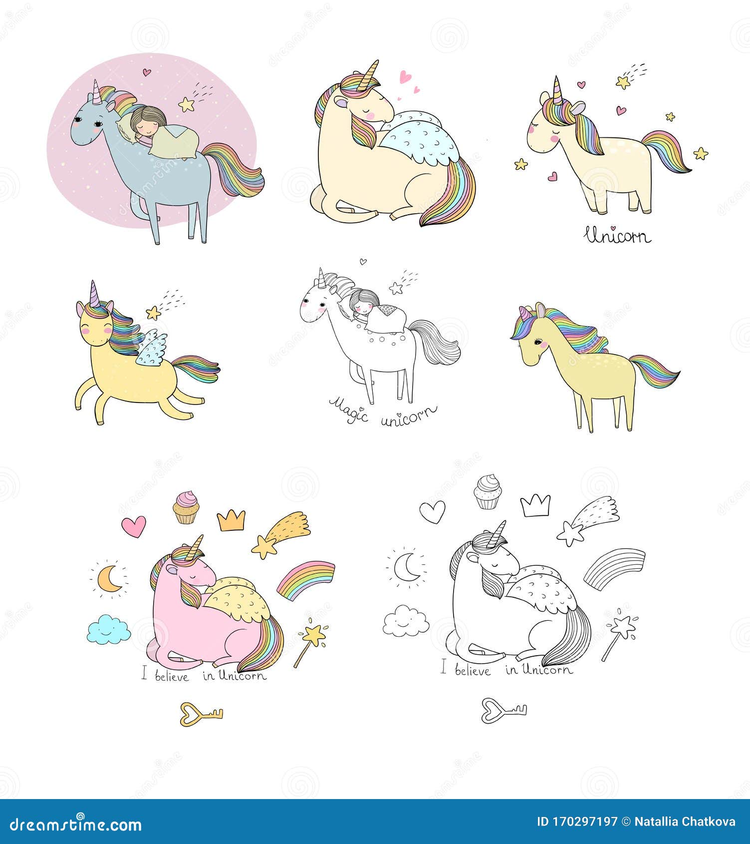 Big Set with a Unicorn. Mythical Animal Stock Vector - Illustration of ... Big Set with a Unicorn. Mythical Animal Stock Vector - Illustration of ...
