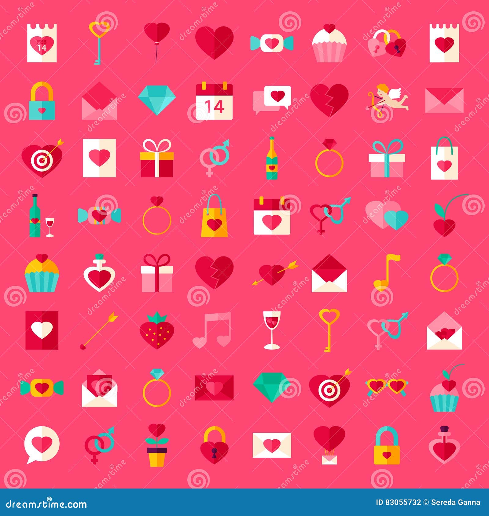 Big Set Valentine Day Objects Stock Vector - Illustration of marriage ...