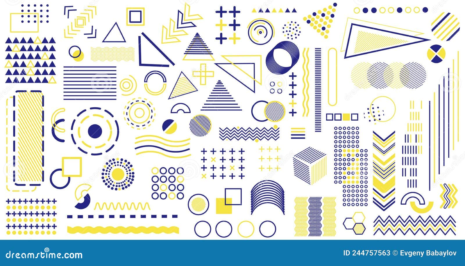 Big Set of Various Abstract Yellow-blue Elements on a White Background ...