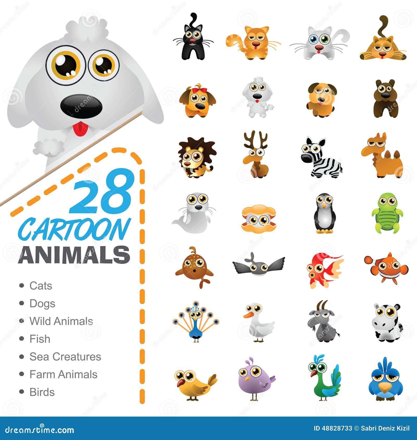 Big Set Of Various Cartoon Animals And Birds | CartoonDealer.com #48828733