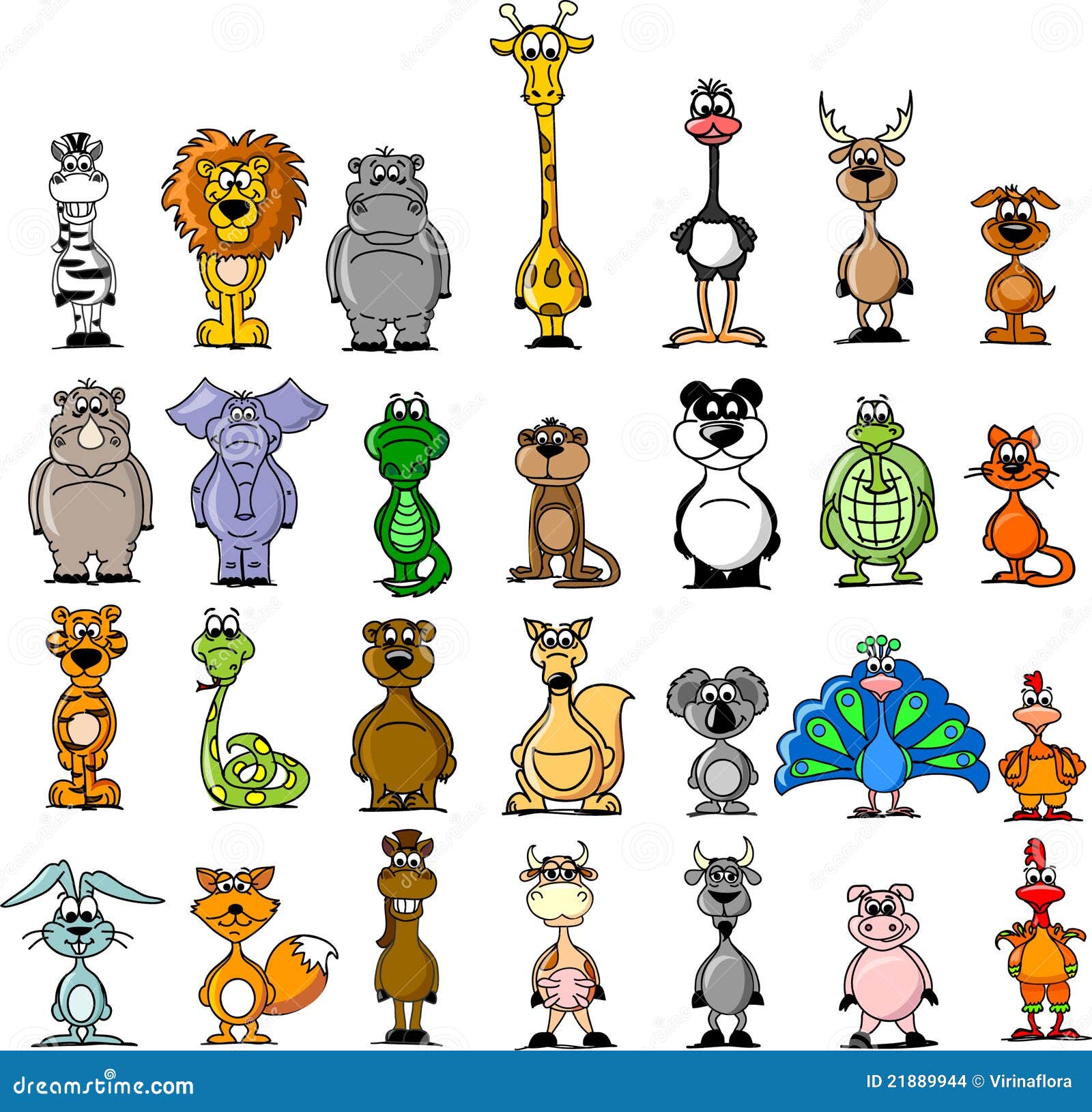 Big Set Of Various Cartoon Animals , Vector | CartoonDealer.com #21889944